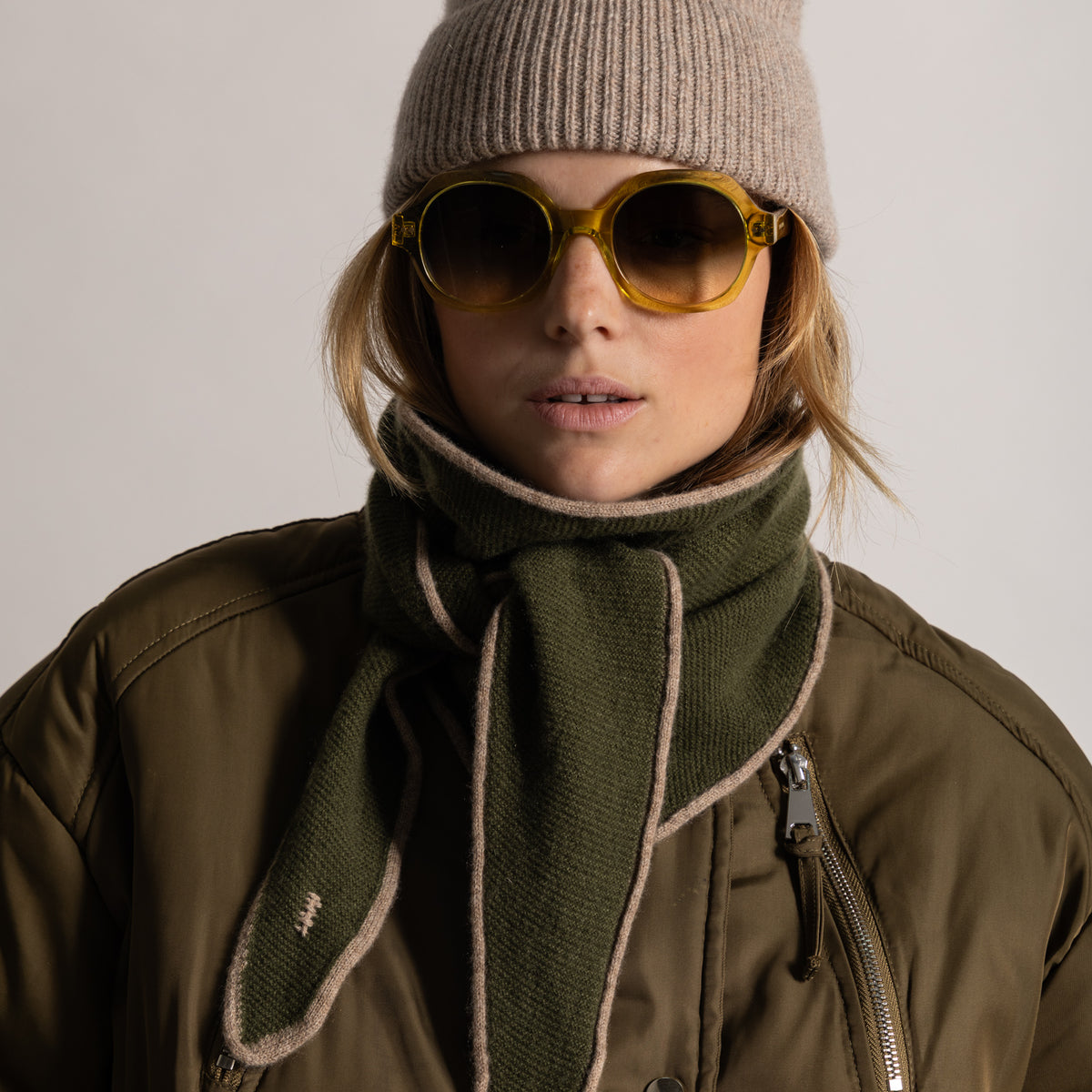 MINI SCARF KAKI BEIGE – Koon Cachemire